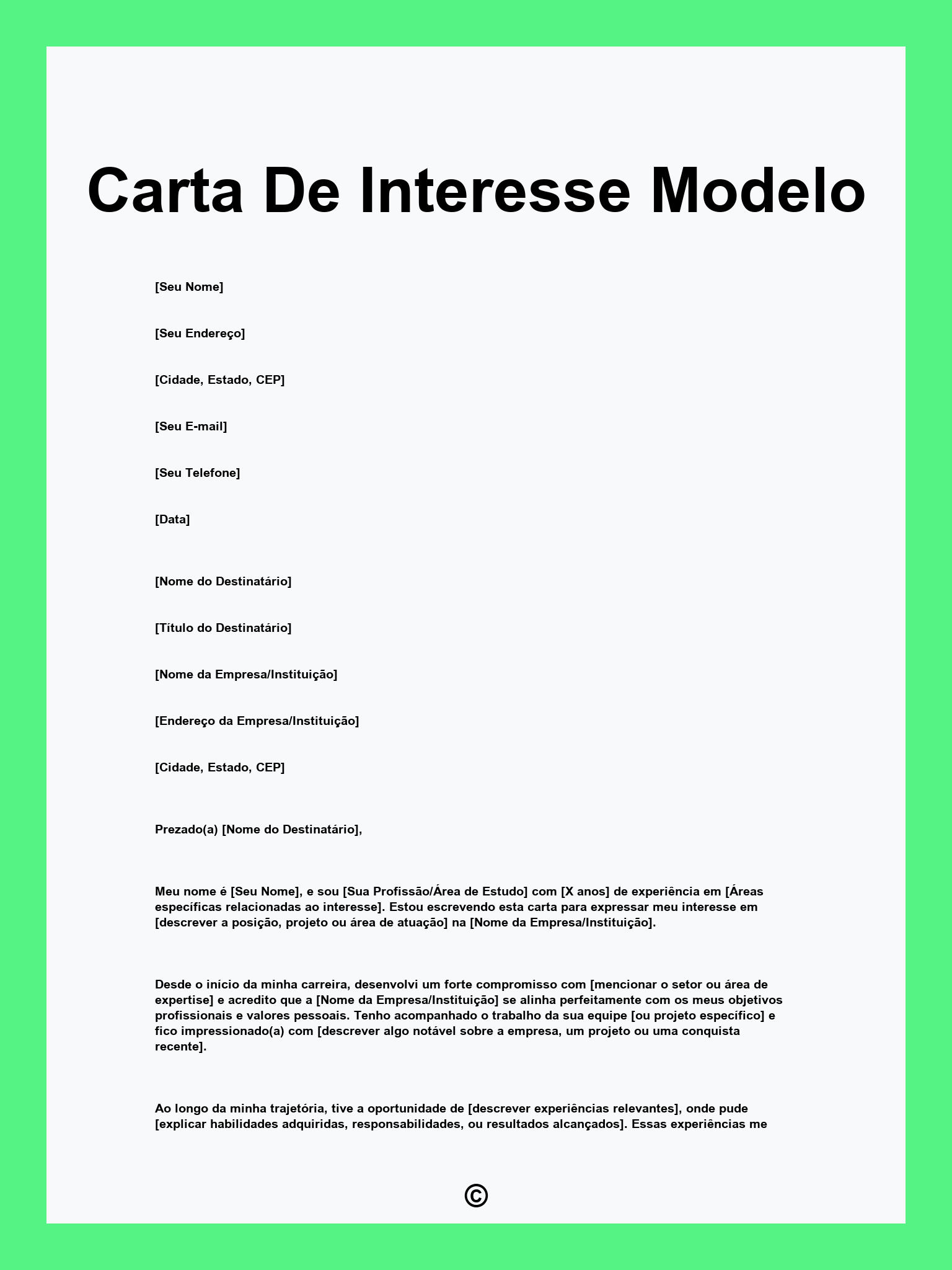 Carta De Interesse Modelo