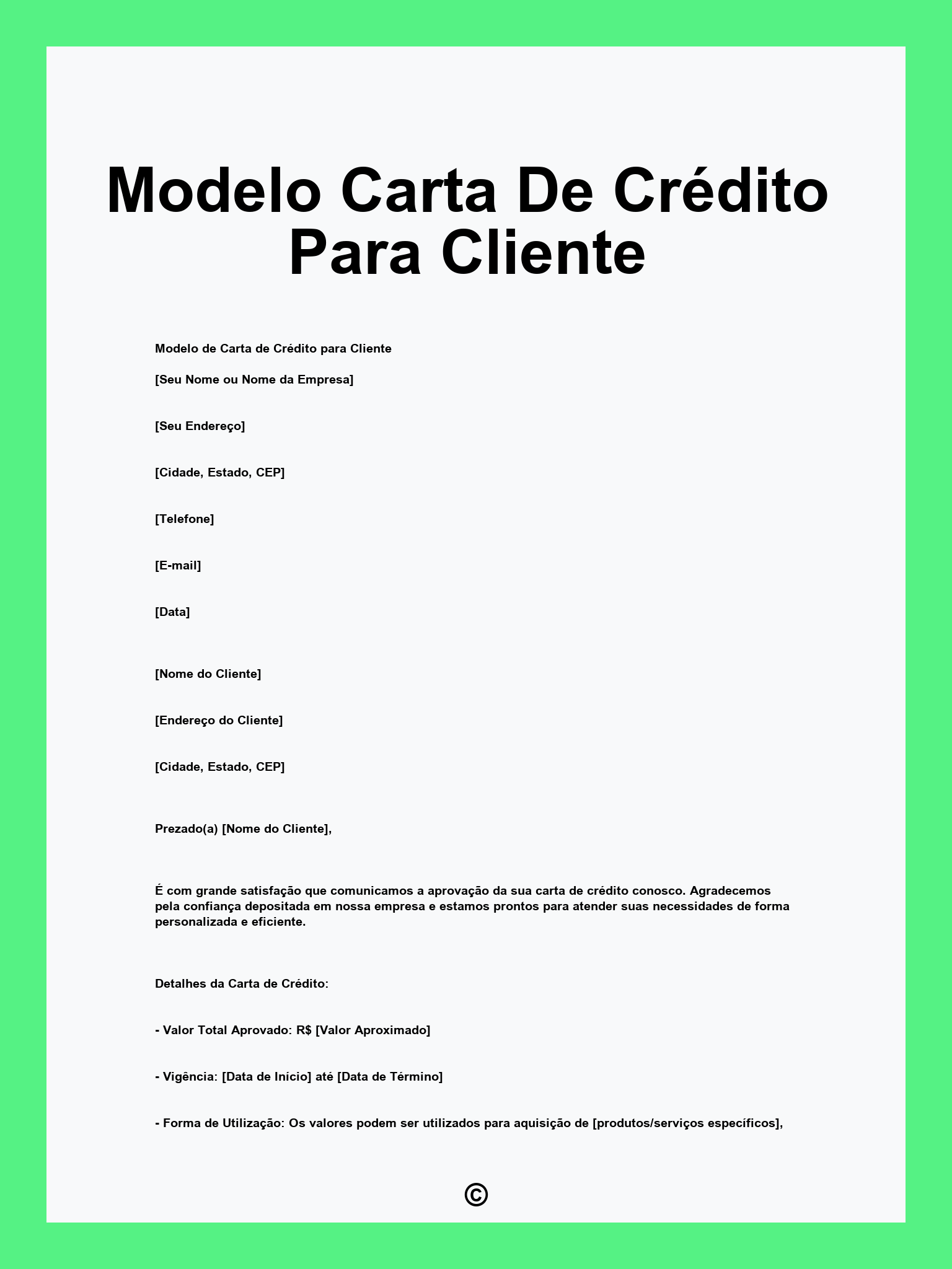 Modelo Carta De Crédito Para Cliente