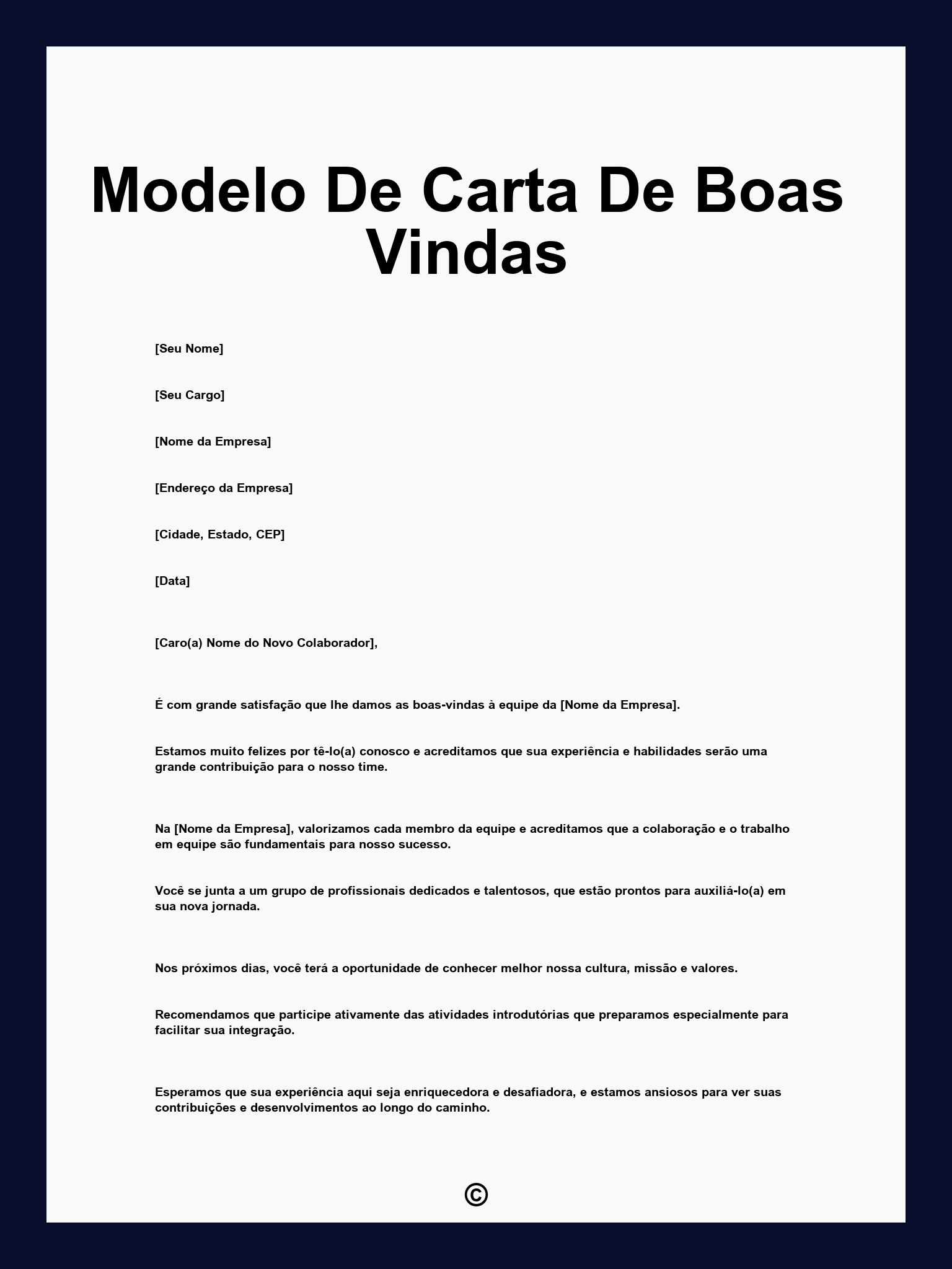 Carta De Boas Vindas Ao Novo Funcionario