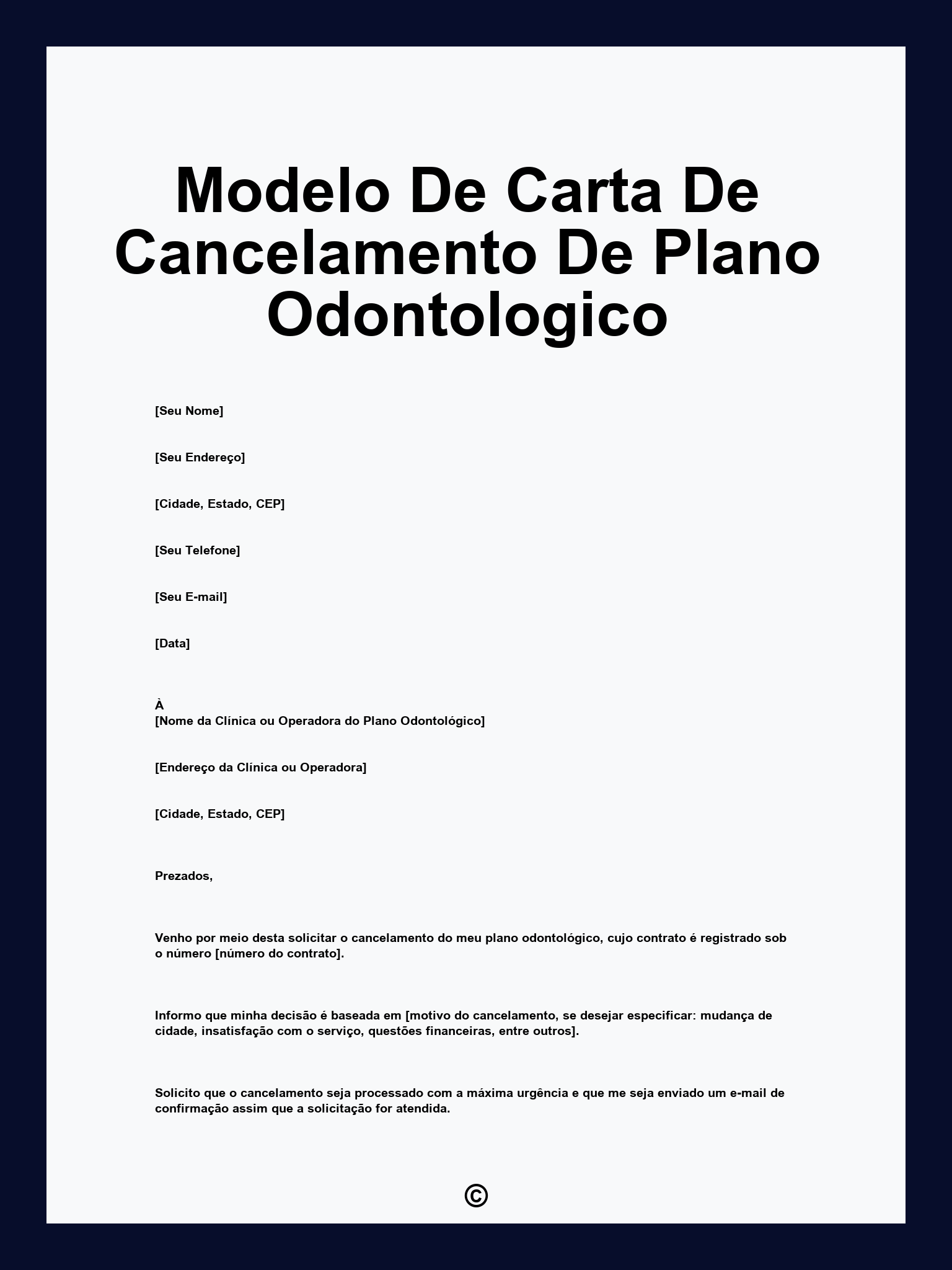 Modelo De Carta De Cancelamento De Plano Odontologico