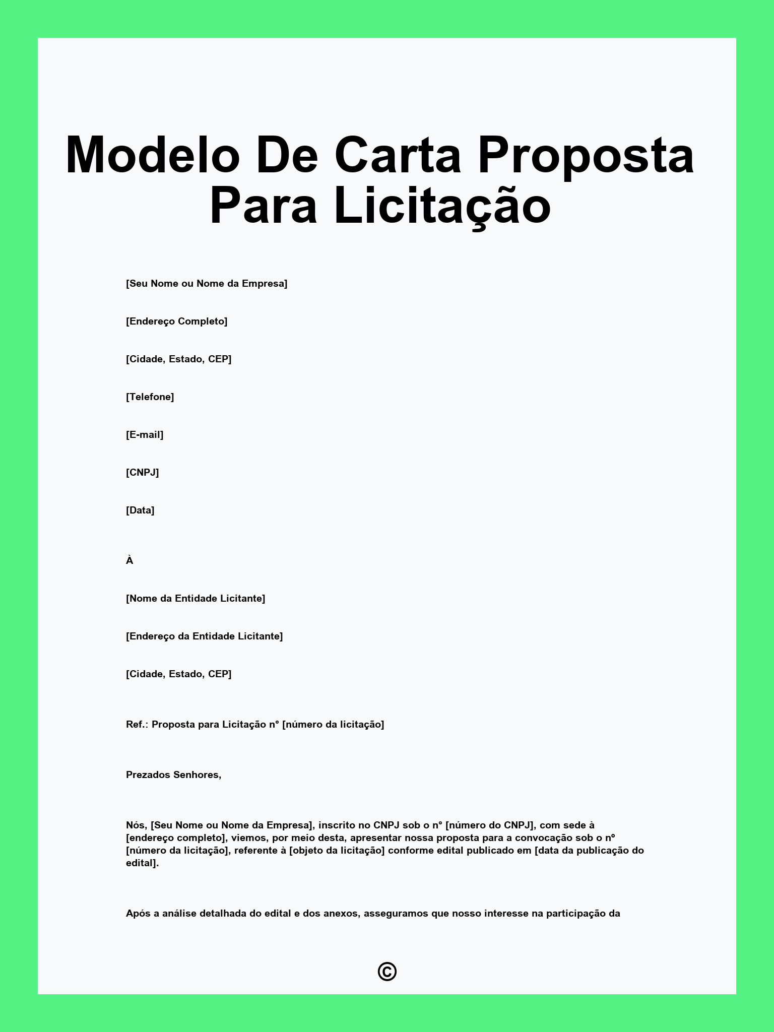 Modelo De Carta Proposta Para Licitação